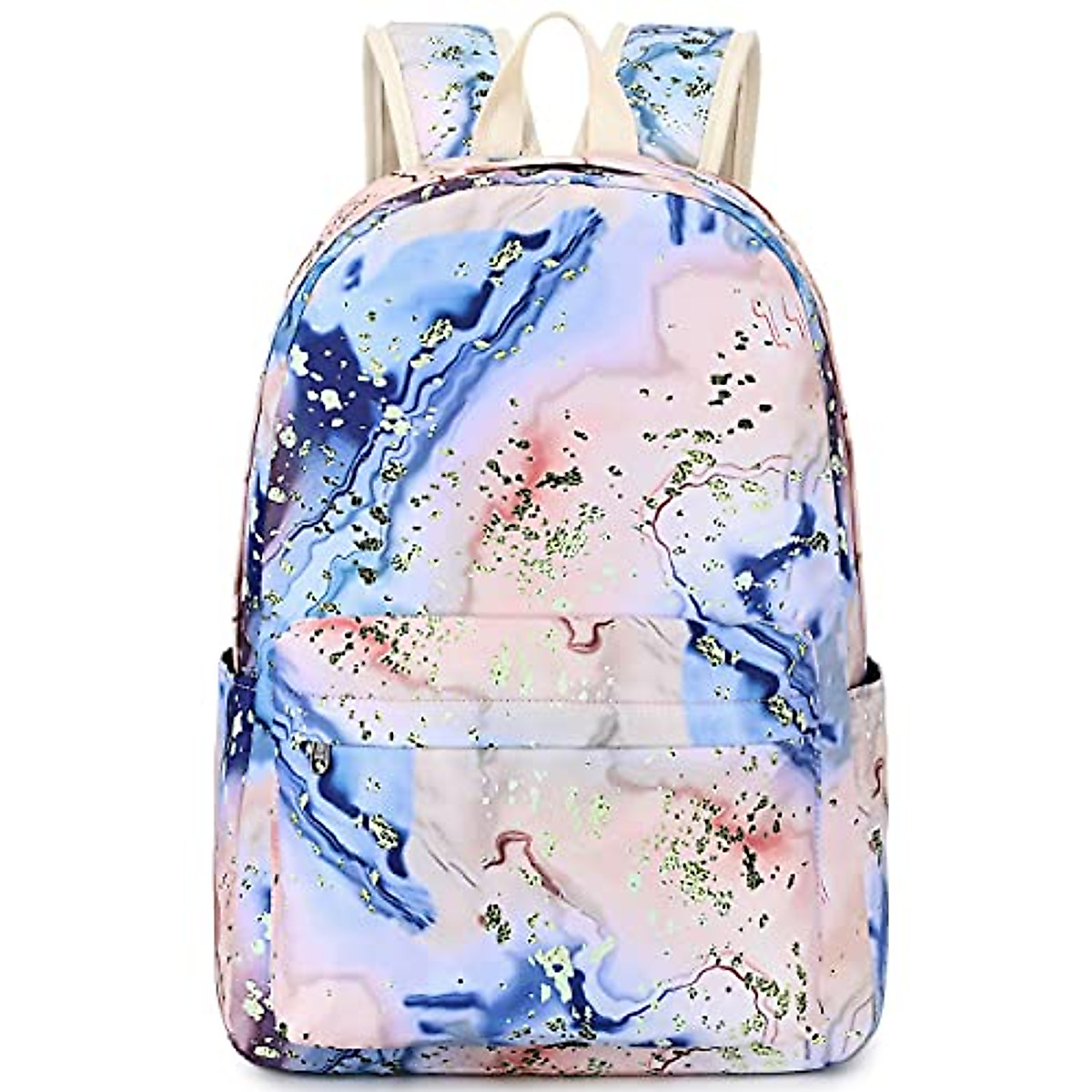 Backpack for Teen Girls School Laptop Backpacks Middle School College Marble Bookbags (Marble Orange)