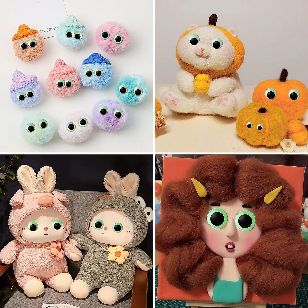 340 PCS Googly Eyes Self Adhesive for Crafts Glow in The Dark Luminous Craft Sticker Sparkle Multi Sizes Wiggle Eyes, Googly Eyes for DIY（50 40 35 30 25 20 15 10mm）