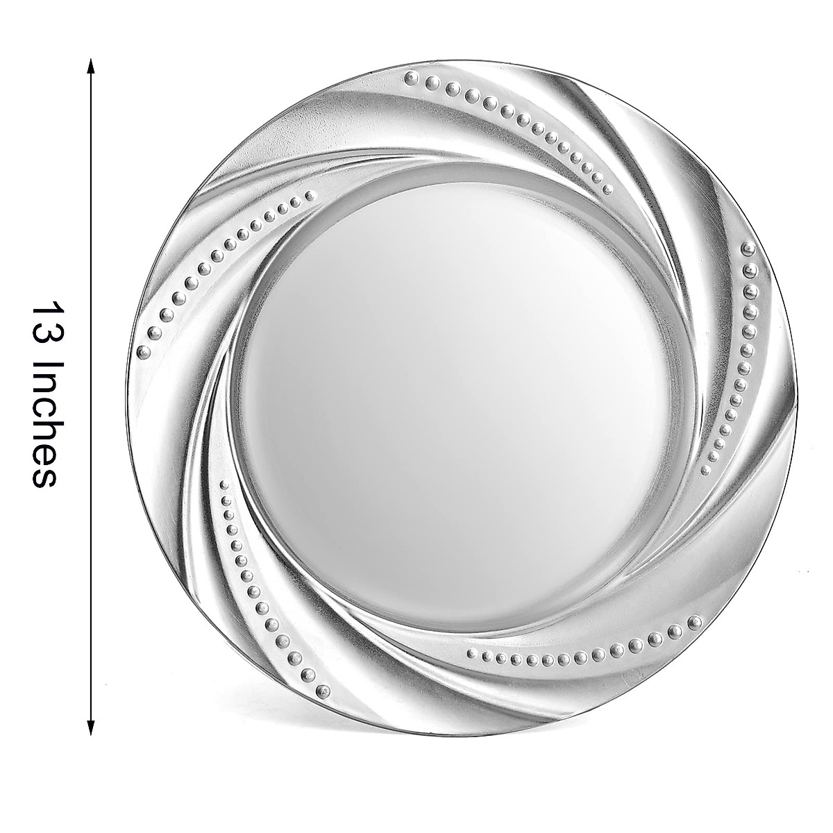 ZENFUN 12 Pack 13 inch Silver Charger Plates, Plastic Plate Chargers for Dinner Plates, Flower Spiral Dinner Chargers, Decorative Plates for Table Setting, Wedding, Parties, Banquets