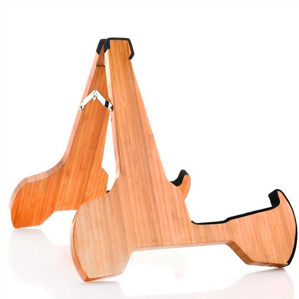 Miwayer Guitar Stand Real Bamboo A-Frame Folding Thickened Universal, with Soft Leather Protection, Safe Non-Slip Portable Stringed Instrument Stand, for Acoustic, Classical, Electric Guitar, Bass…