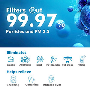 Membrane Solutions MSB3 Desktop Air Purifier Filter Replacement, 3-in-1 True HEPA Filter - 1 Pack - Membrane Solutions