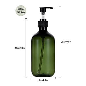 sdoot Green Pump Bottle, 2 Pack Shampoo Bottles with Pump, 17oz Refillable Plastic Soap Dispenser Pump Bottle for Shampoo Conditioner, Shampoo Lotion Body Wash