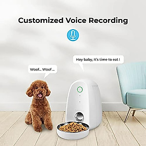 DOGNESS App Wi-Fi Control Automatic Cat Feeders, Dry Food Dispenser for Small Cat Dog Pet, Timed Cat Feeder, Microchip Pet Feeder Up to 15 Portion 6 Meals Per Day, 10s Voice Recorder, White