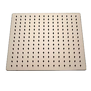 Suguword 12 Inch LED Rain Shower Head Brushed Nickel Bathroom Square Top Sprayer, Large Stainless Steel Shower Head Ultra Thin Rainfall Bath Shower with Silicone Nozzle