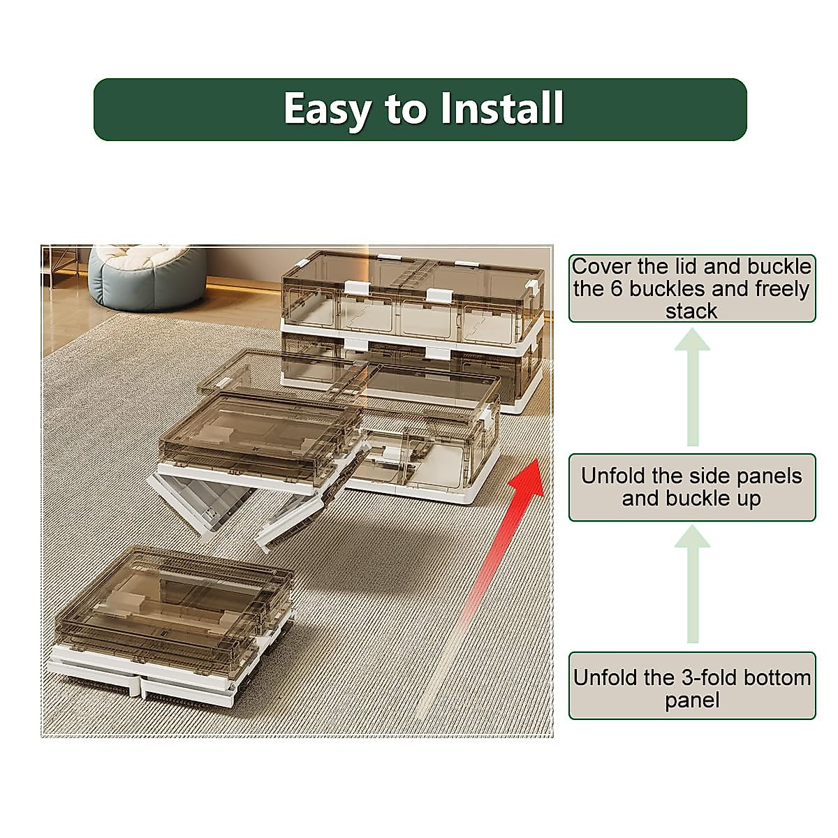 Under Bed Storage, 2 Packs Closet Organizer System, Underbed Storage with Wheels,7.9'' High Folding Blanket Storage, Laundry Room Organization, Closet Organizer with Lids,Stackable Clothing Storage