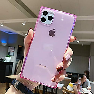 Tzomsze iPhone 11 Pro Max Clear Case, Square 11 Pro Max Cases Reinforced Corners TPU Cushion,Crystal Clear Slim Cover Shock Absorption TPU Silicone Shell for iPhone 11 Pro Max 6.5 inches (2019)-Clear