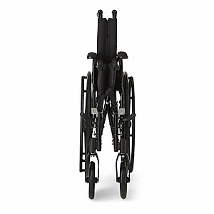 Medline Premium Ultra-Lightweight Wheelchair with Flip-Back Desk Arms and Elevating Leg Rests for Extra Comfort, Black, 16” x 16" Seat