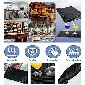 Bar Mat Spill Mat for Cocktail and Coffee Bar Set of 4 Nonslip Flexible Rubber Bar Service Spill Mat Barber Mats Dish Drying Mat (24" x 12"+18" x 12"+23" x 3"+12" x 6" Black)