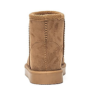 DKSUKO Kid 's Classic Waterproof Snow Boots Toddler Winter Boots(Chestnut Short Big Kid 1.5)
