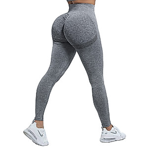 CHRLEISURE 3 Piece Workout Leggings Sets for Women, Gym Scrunch Butt Butt Lifting Seamless Leggings (Dark Gray, L)