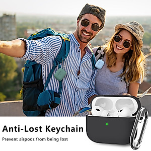 Ljusmicker for AirPods Pro Case Cover with Cleaner Kit,Soft Silicone Protective Case for Apple AirPod Pro 2nd/1st Generation Case for Women Men,AirPods Pro 2/Pro Case Accessories with Keychain-Black