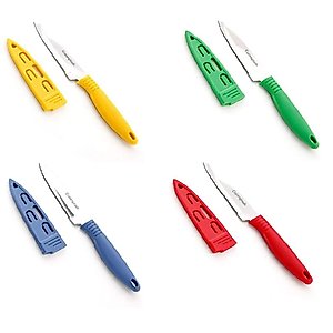 kitchen Paring Knives Knife Sets With Safety Sheath Cover, Set of 4, Red, Yellow, Blue & Green Knife
