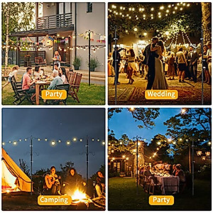 Sararoom 2 Packs 8.1FT Detachable String Light Poles for Outdoor Metal Stand Poles with Hooks for Hanging String Lights for Outside Garden Fence Backyard Wedding Party