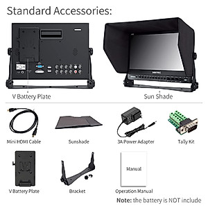 SEETEC P133-9HSD 13.3 Inch Pro SDI Broadcast Monitor Professional LCD Director Studio Production Monitoring IPS Screen Full HD 1920×1080 Aluminum Design with 3G-SDI 4K HDMI AV YPbPr
