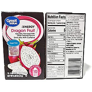 Great Value Energy Drink Mix Variety Bundle, 0.88-1.13 oz box with 10 Drink Packets (Pack of 4) includes 1-Box Blueberry Acai + 1-Box Wild Strawberry + 1-Box Dragon Fruit + 1-Box Pomegranate Lemonade