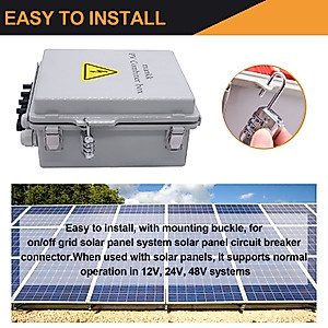 mankk 4 String PV Combiner Box IP65 Waterproof Solar Combiner Box with 63A Circuit Breaker Lightning Arreste Solar Connector and 15A Rated Current Fuse for On/Off Grid Solar Panel System PV-BOX-4X