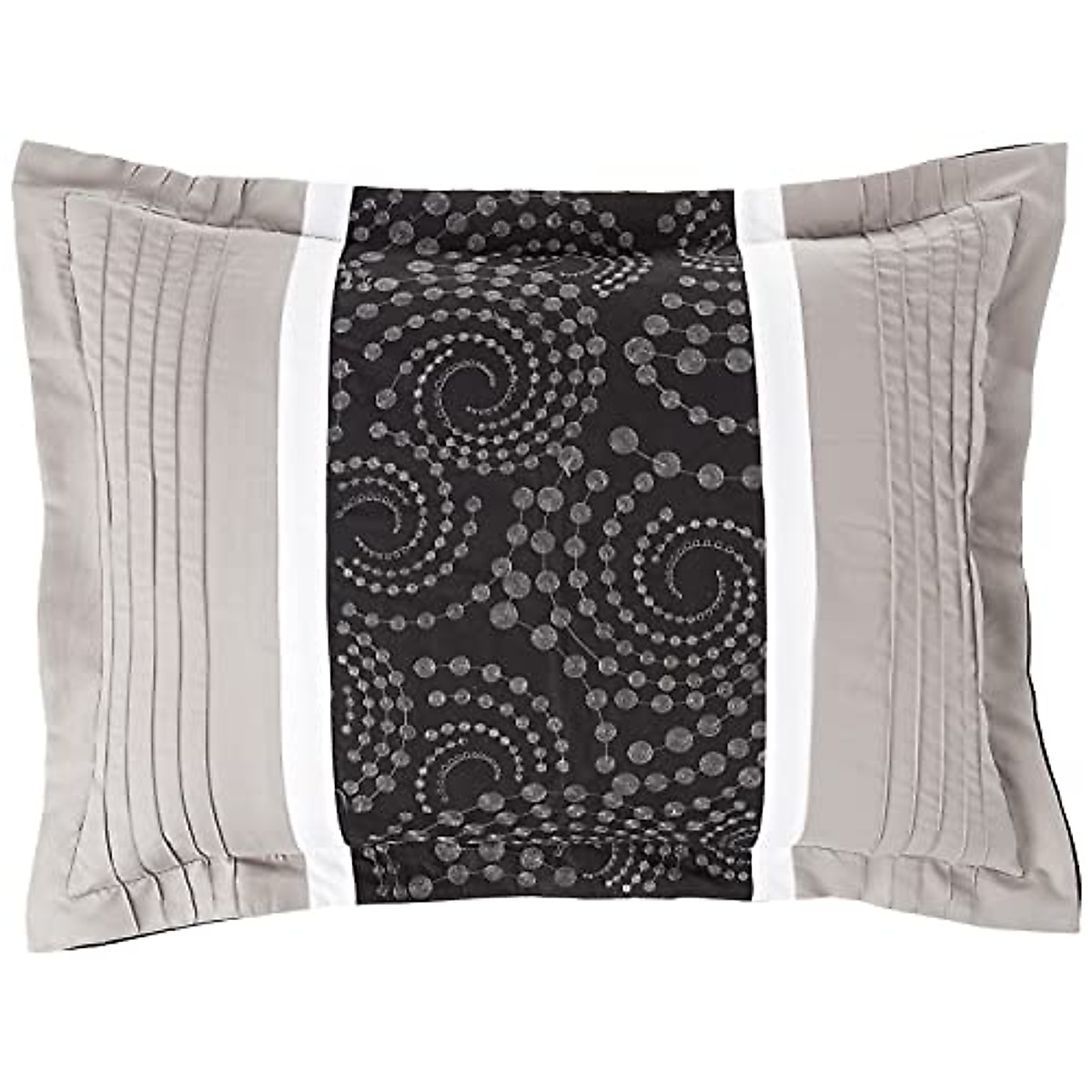 Chic Home Euphoria 8-Piece Embroidered Comforter Set Embroidery Pintuck Bed Skirt and Decorative Pillows Shams, Queen, Black/White