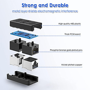 Dingsun RJ45 Coupler, Ethernet Extender, in-Line Coupler Female to Female Ethernet Coupler for Cat7/ Cat6/ Cat5/ Cat5e Ethernet Cable Extender Adapter (2Pack, Black)