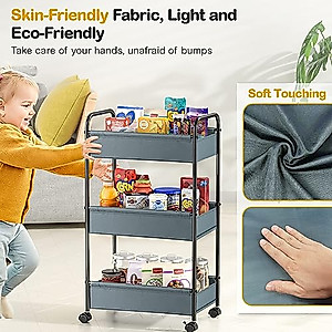 YASONIC 3-Tier Rolling Cart, Easy Assembly, Move, Lightweight, Gray