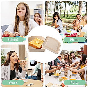 Piriuuo 2 Pcs Sandwich Containers Toast Shape Sandwich Box Sandwich Containers for Lunch Boxes Reusable Food Storage Sandwich Container with Lid, Microwave & Dishwasher Safe