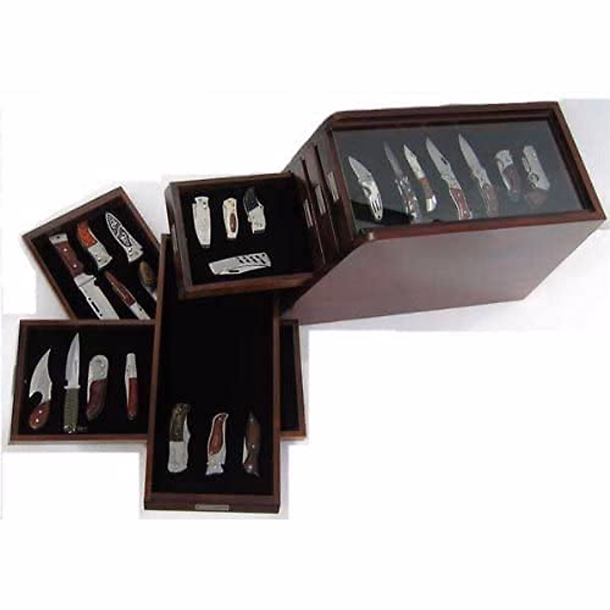 Rosewood Collector Knife Display Tool Storage Cabinet Case, Solid Rosewood, KC03