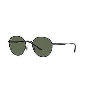 Ray-Ban RB3681 Round Sunglasses, Black/Dark Green, 50 mm
