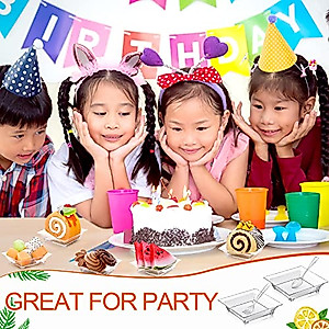 Meanplan 300 Pack Mini Appetizer Plates Clear Mini Dessert Plates Disposable Square Appetizer Plates with 150 Plastic Forks 150 Plastic Spoons for Wedding Party Supply