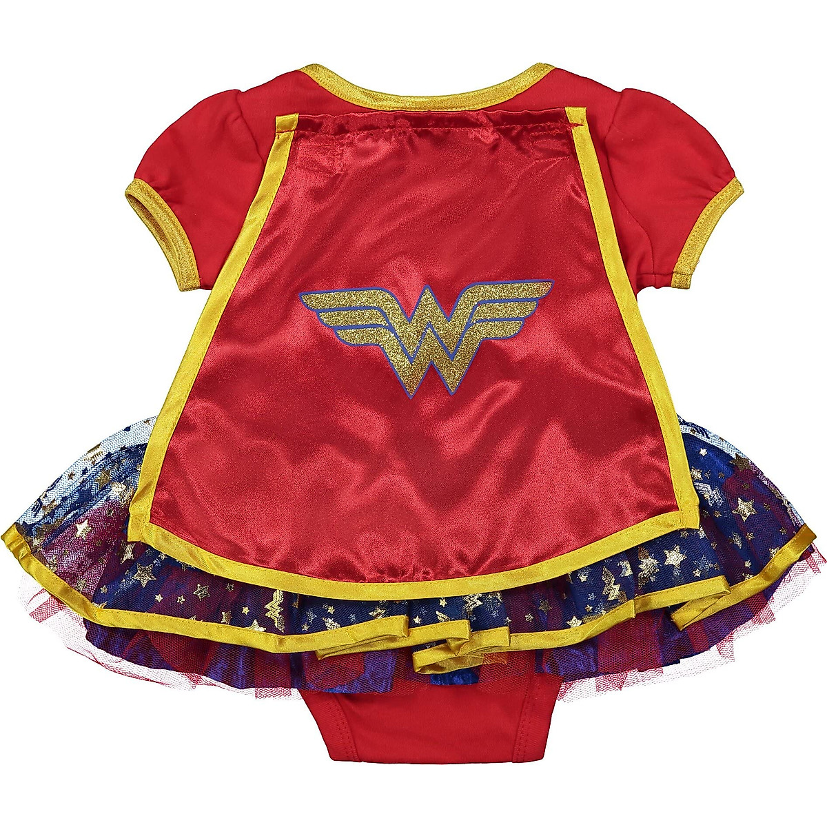 WARNER BROS DC Comics Justice League Wonder Woman Newborn Baby Girls Cosplay Costume Bodysuit Dress Cape and Headband Set 3-6 Months