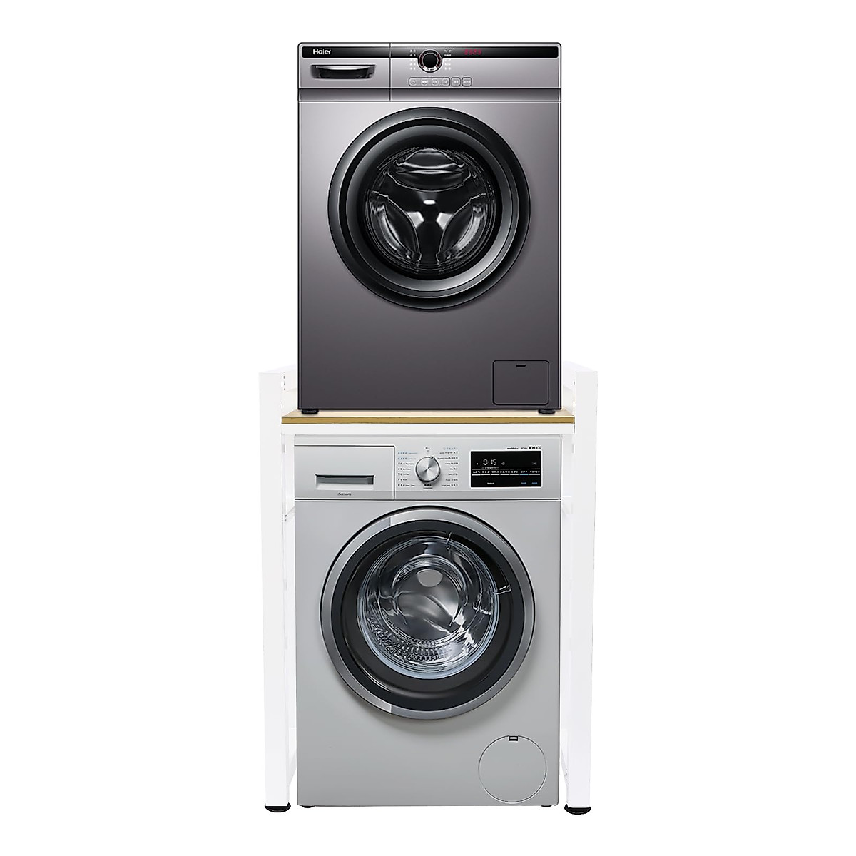 Stacking Dryer Rack Stand, Floor Mount Storage Shelf with Adjustable Laminate, Heavy Duty Over Washer and Dryer Shelves, Washing Machine Rack for Bathroom, Laundry Room, Apartments Garages