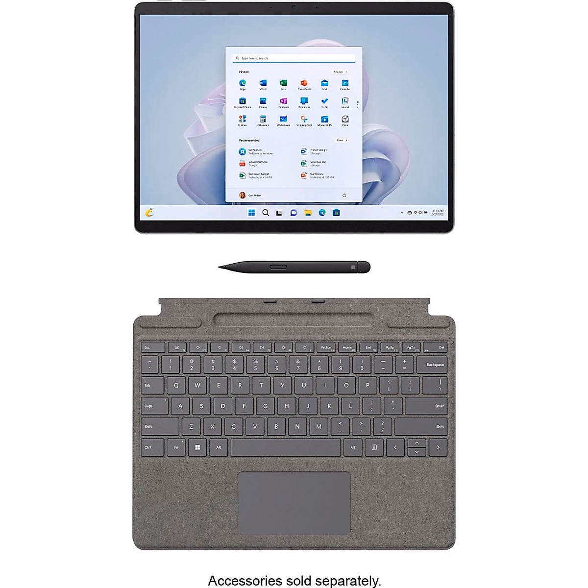 Microsoft Surface Pro 9, 13" Touchscreen 2-in-1 Tablet, 12th Gen Intel Core i5-1235U, Intel Iris Xe Graphics, 8GB DDR5 RAM, 256GB SSD, Windows 11 Pro, Platinum, Device Only, with MTC Stylus Pen