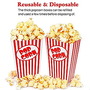 Zahaat 50 Popcorn Boxes 5.5 Inches Tall Red and White Popcorn Bags Mini Pop Corn Buckets and Container for Movie Theater, Home, Carnival Party, Decorations
