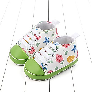 Lykmera Infant Toddler Shoes Sneaker Bow Glitter Sequins Non Slip Breathable Princess Shoes Baby Girls Sports Walking Shoes (Green, 0 Months)