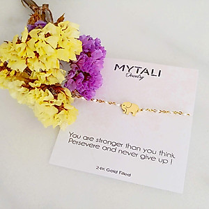 Strong Elephant Persevere 24k Gold Filled Bracelet 6.5-8 Inches