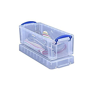 Set of 4 Really Useful Box Plastic Storage Box, 6.5 Liters, 17 1/2" x 7" x 6 1/4", Clear