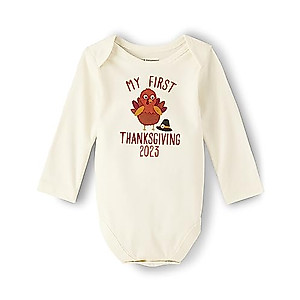 The Children's Place Unisex-Baby And Newborn Long Sleeve Graphic Bodysuit My First Thanksgiving 12-18 Months