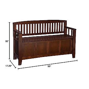 Linon Home Dcor Linon Home Decor Cynthia Storage Bench, 50"w x 17.25"d x 32"h, Walnut