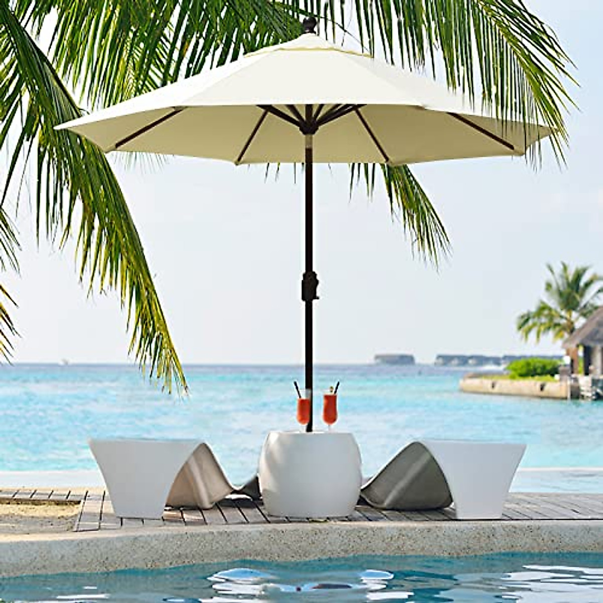 EliteShade USA 10-Year-Non-Fading Sunumbrella 9Ft Market Umbrella Patio Umbrella Outdoor Table Umbrella with Ventilation, Natural