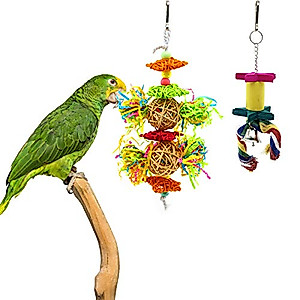CooShou 5Pcs Small Parrot Chewing Toys Bird Shredder Toys Bird Parrot Foraging Hanging Toys for Small Birds Parakeets Parrotlets Lovebirds Cockatiels