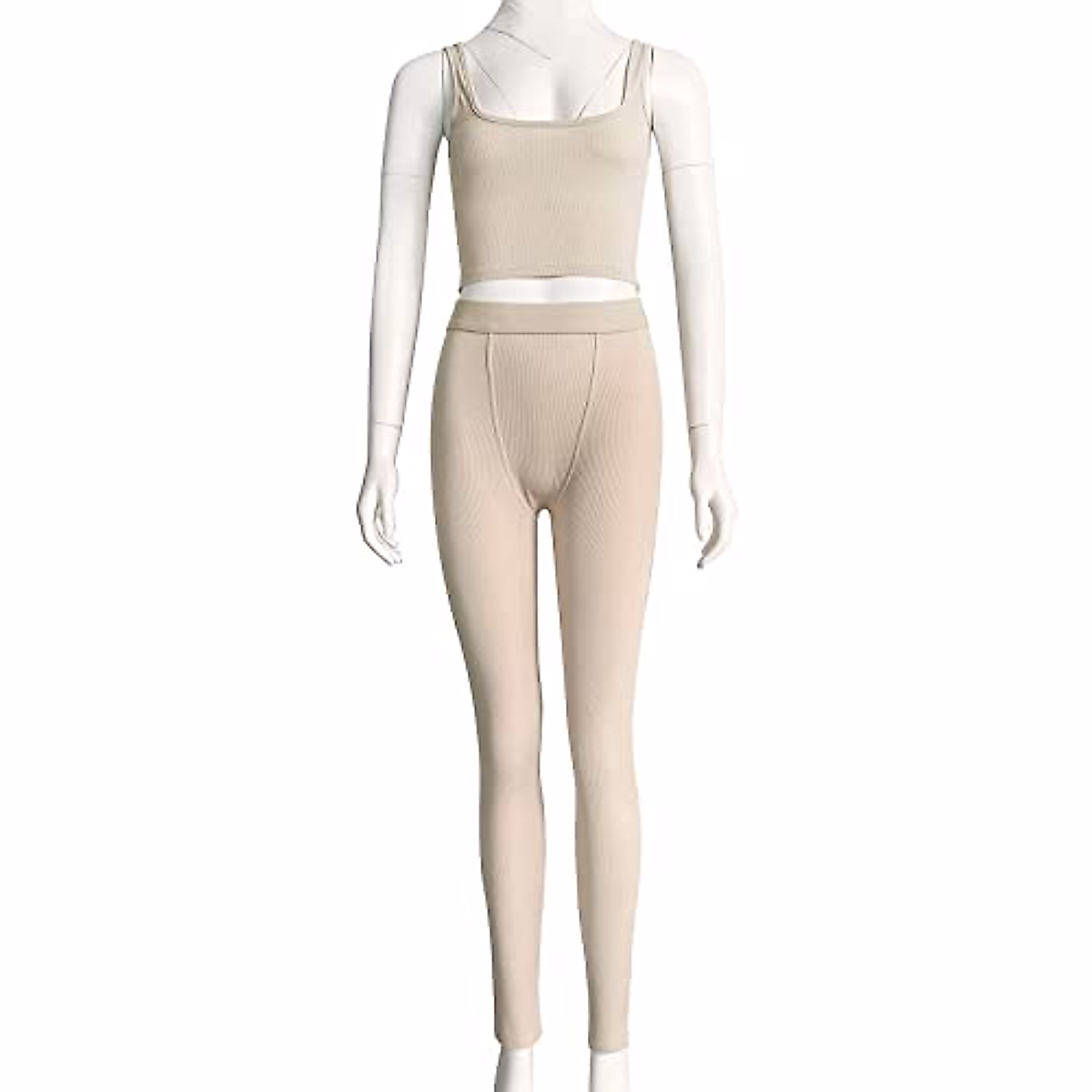 LICOBOD Casual Workout Sets 2 Piece Outfits for Women Ribbed Crop Tank Top High Waist Yoga Leggings Lounge Wear Tracksuit