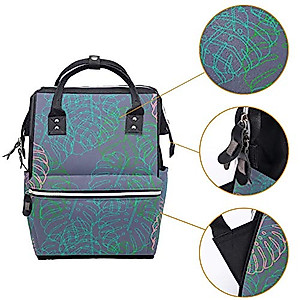 Monstera Print Diaper Tote Bags Mummy Backpack Large Capacity Nappy Bag Nursing Traveling Bag for Baby Care