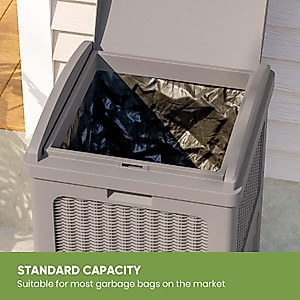 Patiowell 36 Gallon Outdoor Trash Can, Resin Outdoor Garbage Can with Lid for Patio, Backyard, Deck, Black