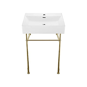 Swiss Madison Well Made Forever SM-CS721, Claire 24" Ceramic Console Sink In Glossy White Basin