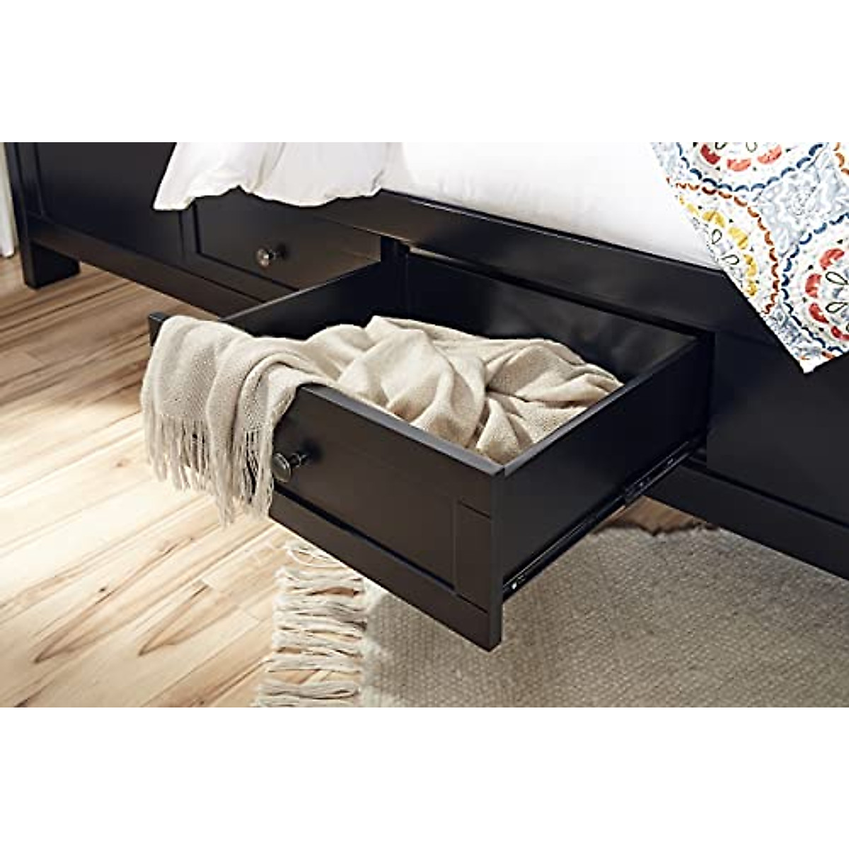 Modus Furniture Solid Wood 2-Side Storage Bed, California King, Paragon - Black