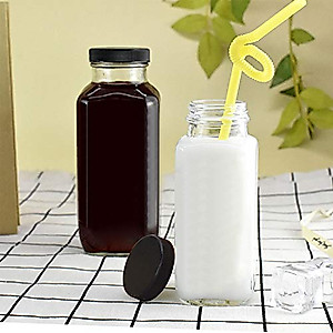 Vintage Water Bottles,Glass Drinking Bottles 16oz,Square Beverage Bottles 500ml With Lids For Kombucha,Tea,Glass Bottles For Homemade Drinks,Travel Reusable Milk Bottles Juiceing Bottles 20Pack …