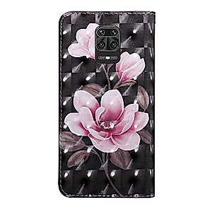 Asdsinfor Xiaomi Redmi Note 9 Pro Case 3D Stylish Wallet Case Credit Cards Slot with Stand for PU Leather Shockproof Flip Magnetic Case for Xiaomi Redmi Note 9 Pro/Note 9 Pro Max Pink Flower BX