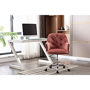 CITYLIGHT Swivel Shell Chair for Living Room/Bed Room, Modern Velvet Leisure Arm Chair, 360° Swivel Chair Home Desk Chair, Seat Height Adjustable, Easy to Assemble (Pink)