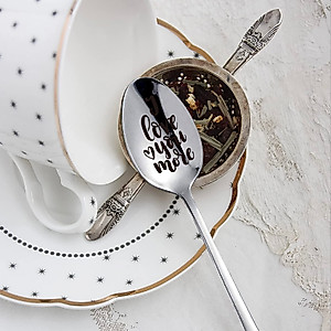 I Love You More Funny Couple Stainless Steel Engraved Spoon, Long Handle Coffee Tea Spoon Dessert Ice Cream Plow for Husband Wife Couple Birthday Anniversary Spoon Gift