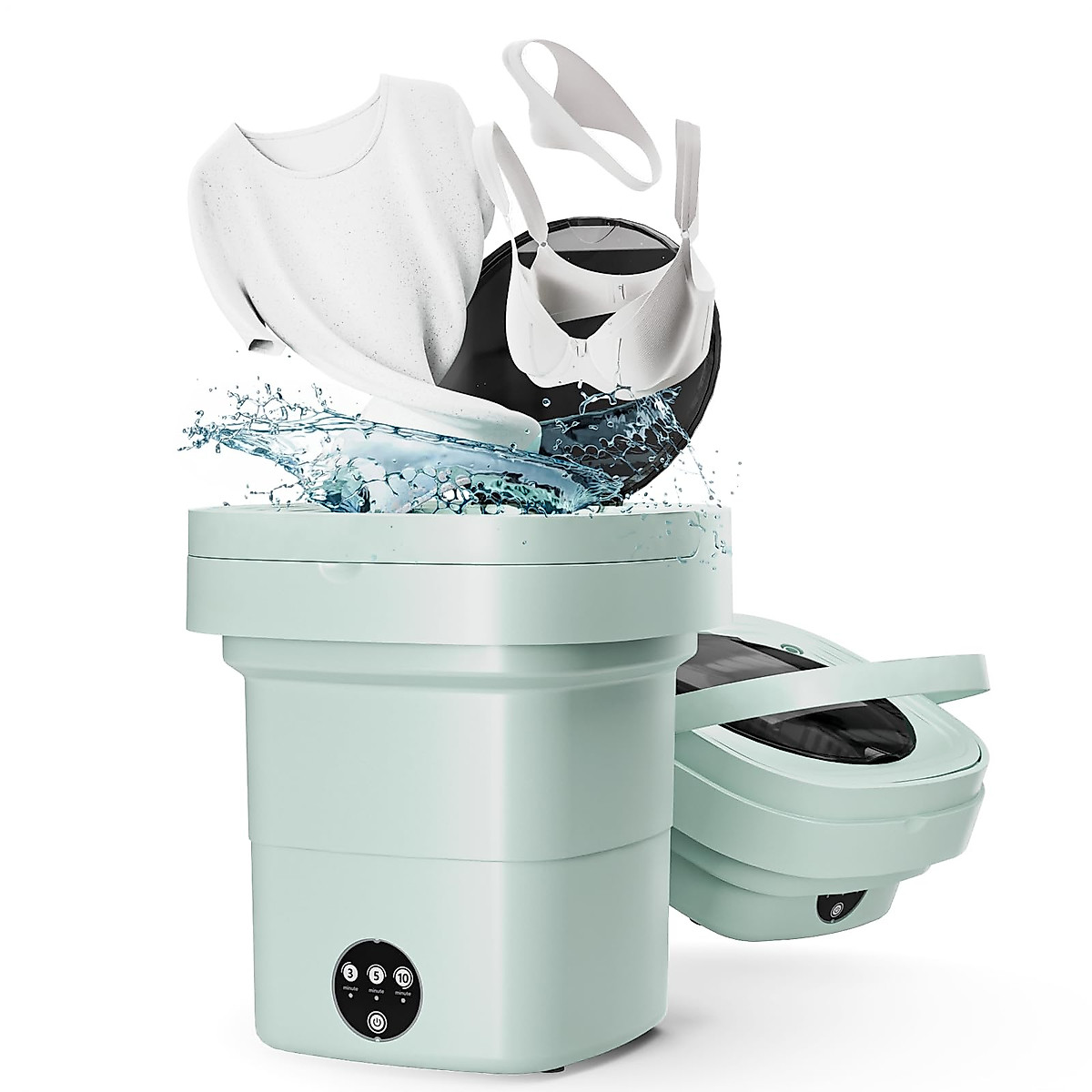 iJoy Portable Washing Machine (11L) with 3 Time Modes Mini Washer Deep Cleaning Automatic, Small Washing Machine for Underwear and Small Clothes during Travel - Large Capacity (Green)