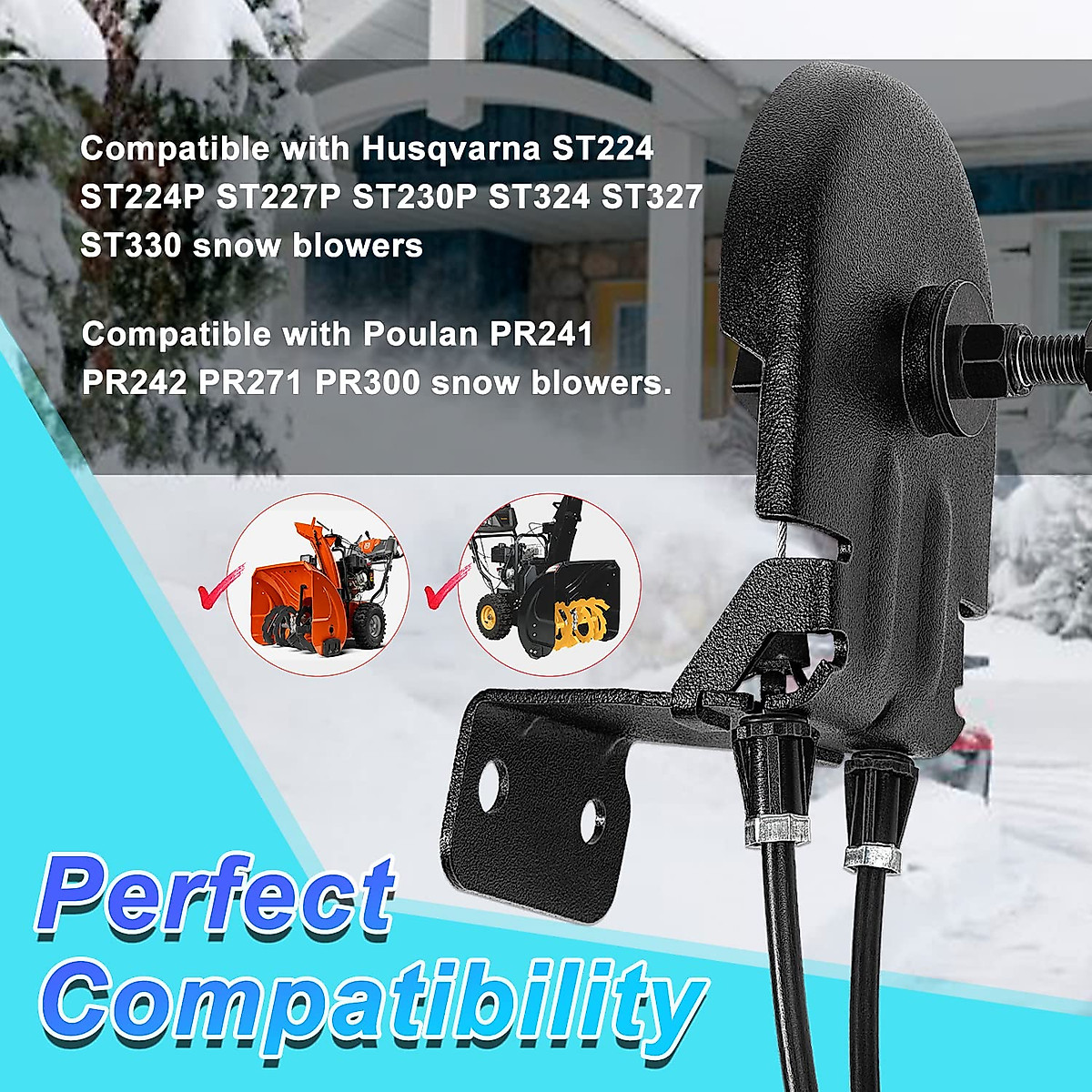 johntruck Rotator Cable Assy for Husqvarna ST224 ST224P ST227P ST230P ST324 ST327 ST330 & Poulan PR241 PR242 PR271 PR300, Replace for 581680302 581680301