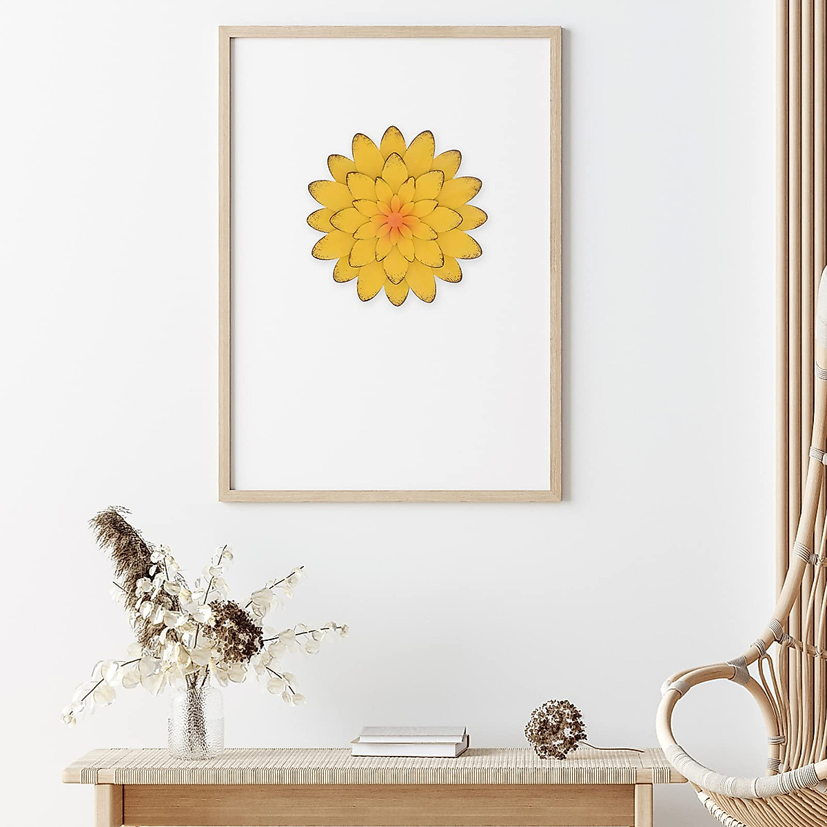 Rustic Modern Floral Sculpture 3D Iron Flower Wall Sculpture Succulent Metal Wall Decor Artificial 3D Flower Wall Art for Indoor Living Room Office Outdoor Garden Patio